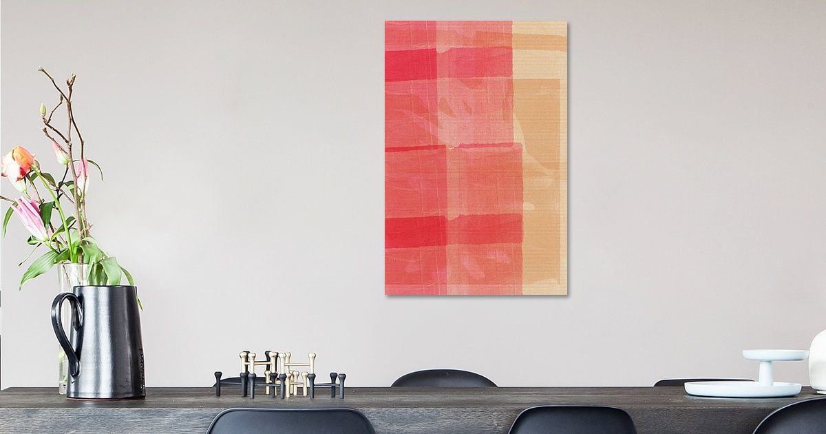 Japandi abstracte vormen in roze en licht terracotta van Abstract Minimalist Art op canvas ...